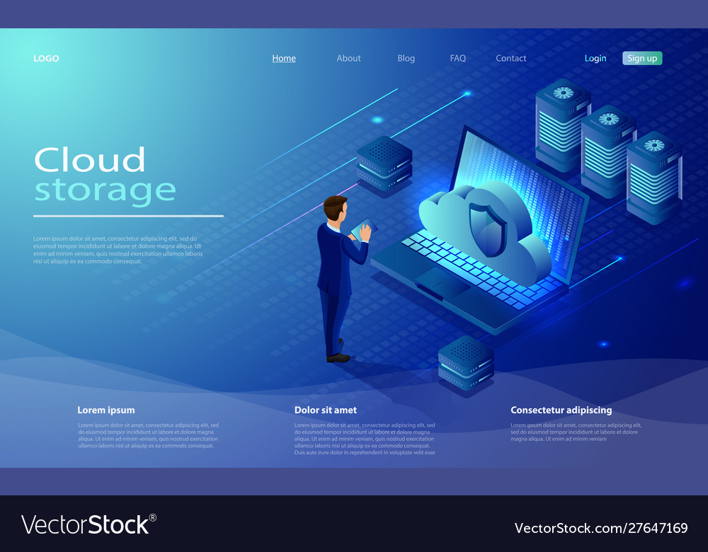 Isometric Cloud Hosting Network Royalty Free Vector Image