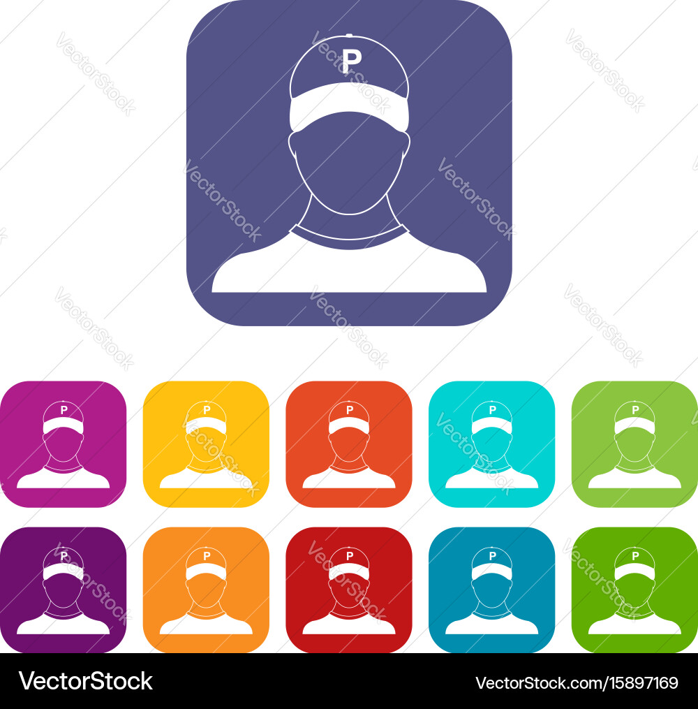 Parking attendant icons set Royalty Free Vector Image