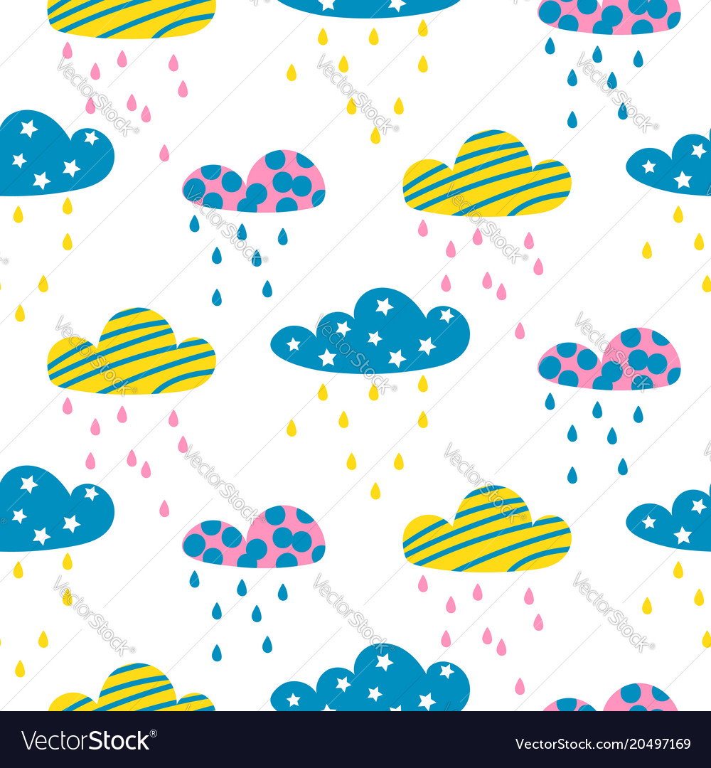 Rainy clouds seamless pattern Royalty Free Vector Image