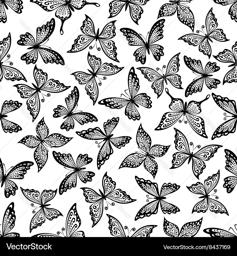 Vintage ornamental butterflies seamless pattern Vector Image
