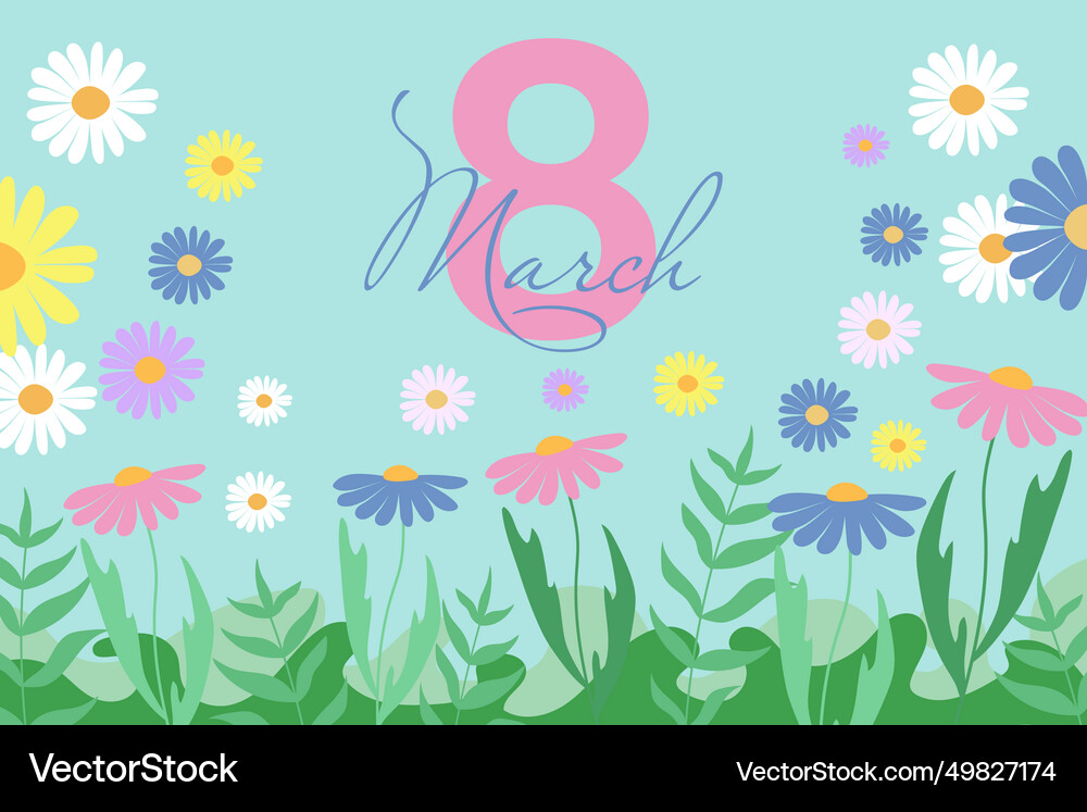 Congratulations postcard on march 8th Royalty Free Vector