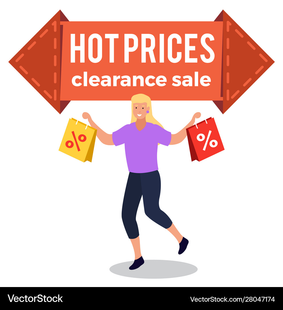 Hot prices promotional banner with client Vector Image
