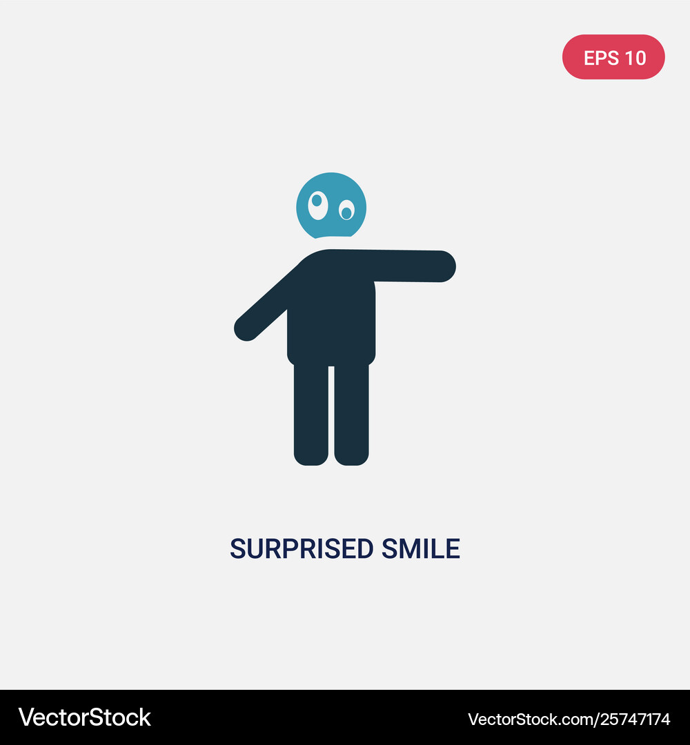 Two color surprised smile icon from people Vector Image