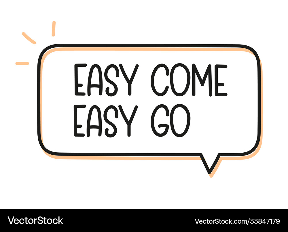 Easy come go text in speech bubble Royalty Free Vector Image