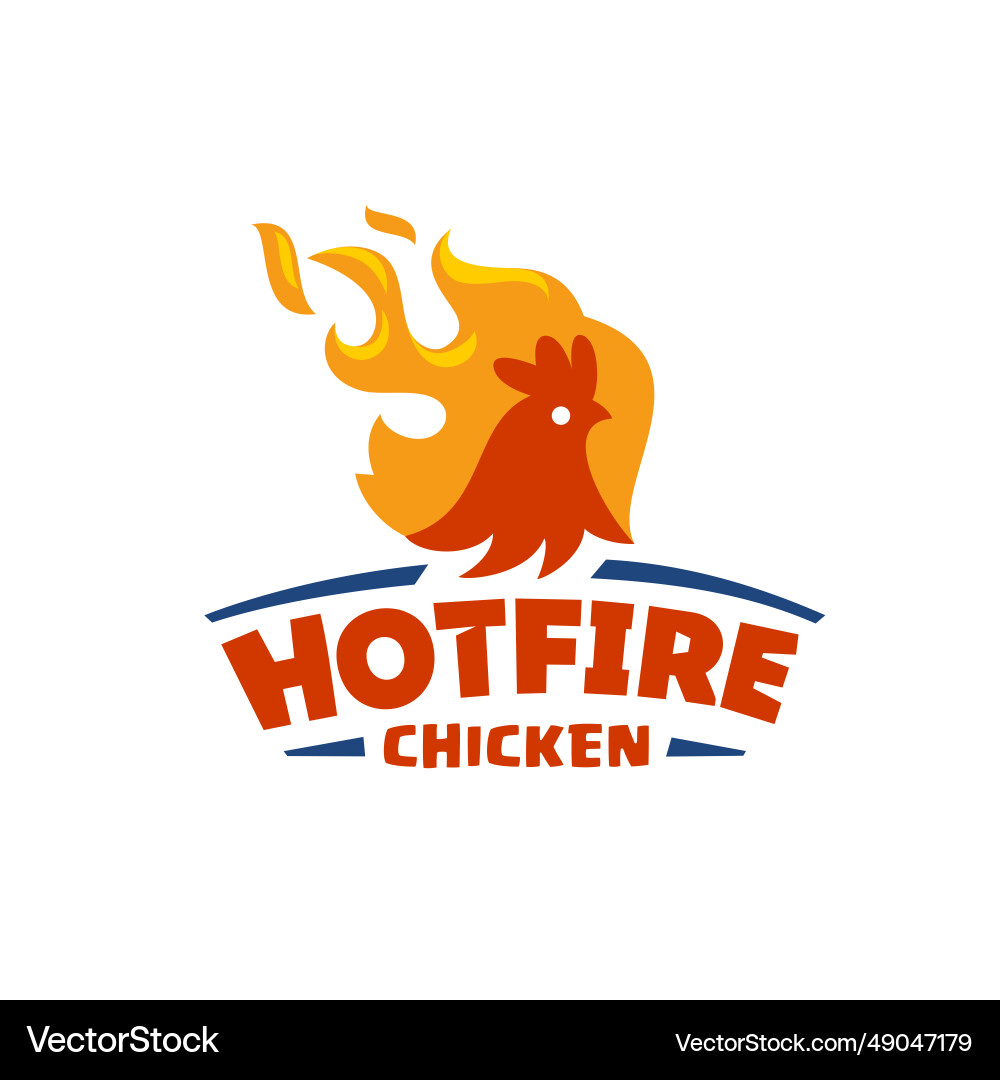 Fire chicken logo hen flame hot symbol Royalty Free Vector