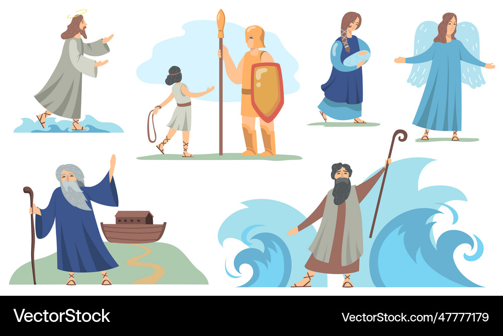 Holy bible christian characters set Royalty Free Vector