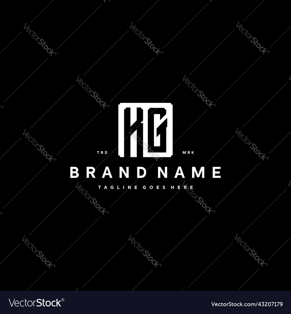 Kg monogram logo design with square rectangular Vector Image