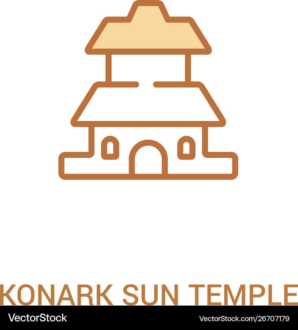 Konark sun temple concept 2 colored icon simple Vector Image