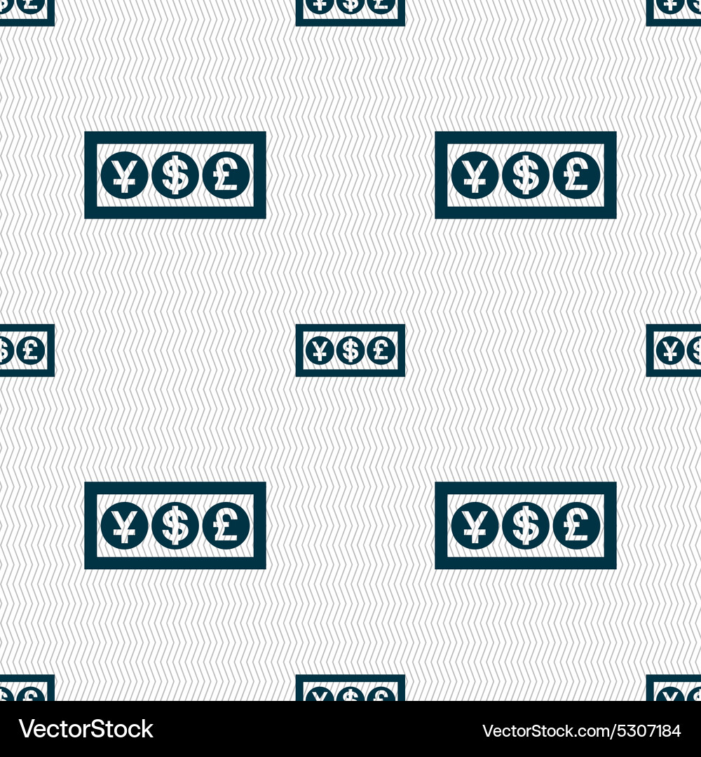 Cash currency icon sign seamless pattern Vector Image