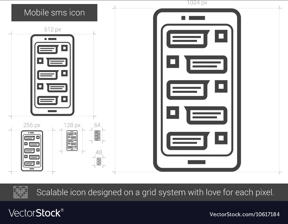 Mobile sms line icon Royalty Free Vector Image