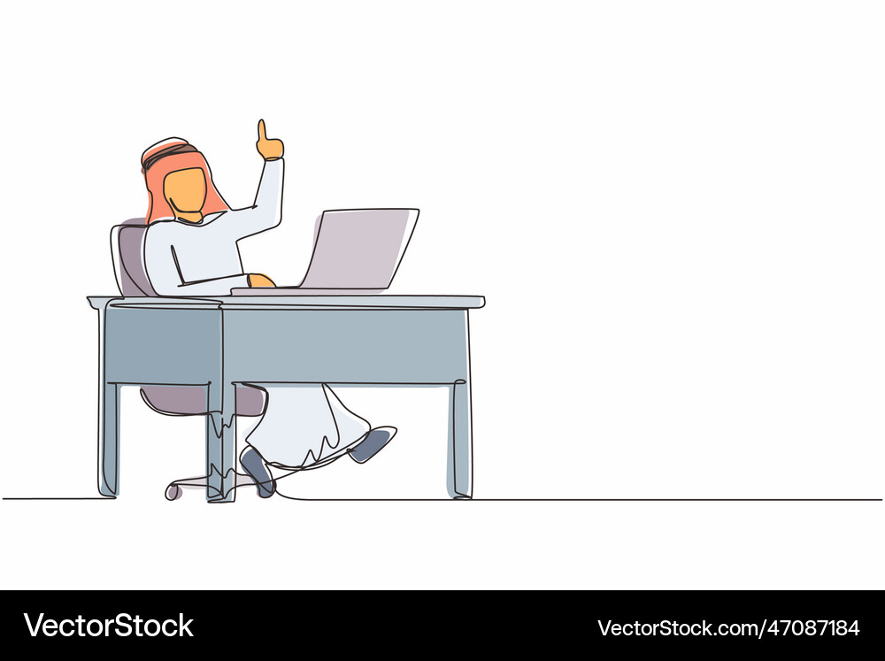 Single one line drawing arabic businessman Vector Image