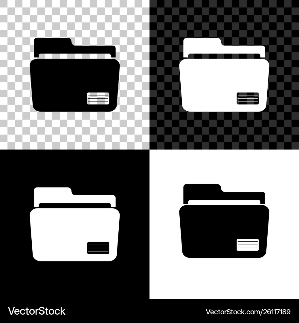 Document folder icon isolated on black white Vector Image