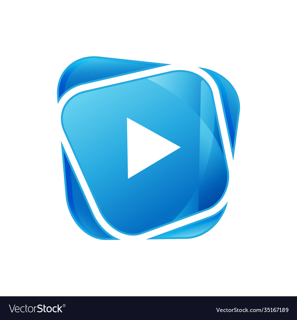 Tech media play button logo design icon Royalty Free Vector Tech media play button logo design icon Royalty Free Vector