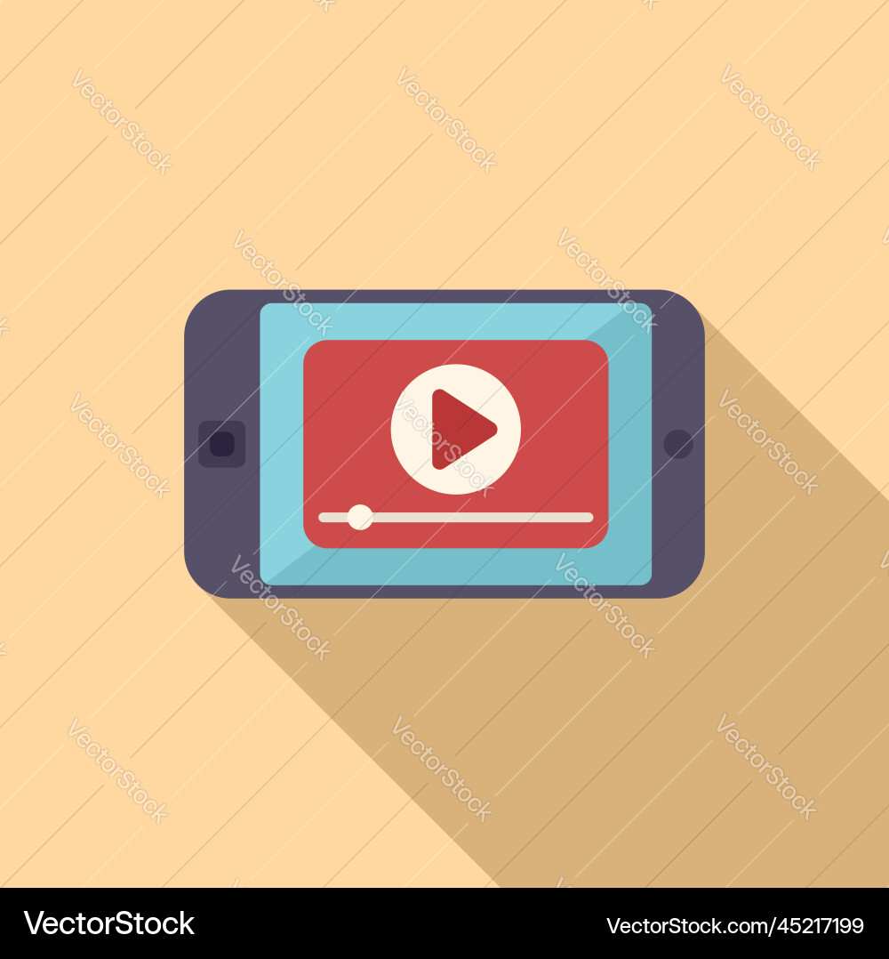 Play video on phone icon flat mobile Royalty Free Vector