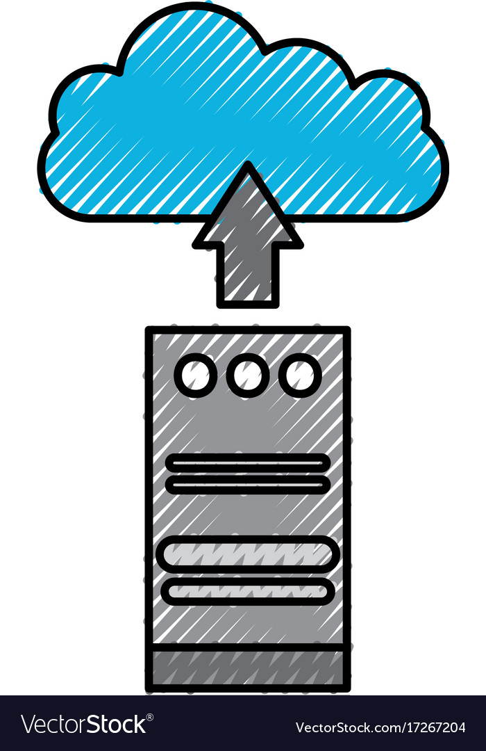 Cloud computing tower computer upload information Vector Image