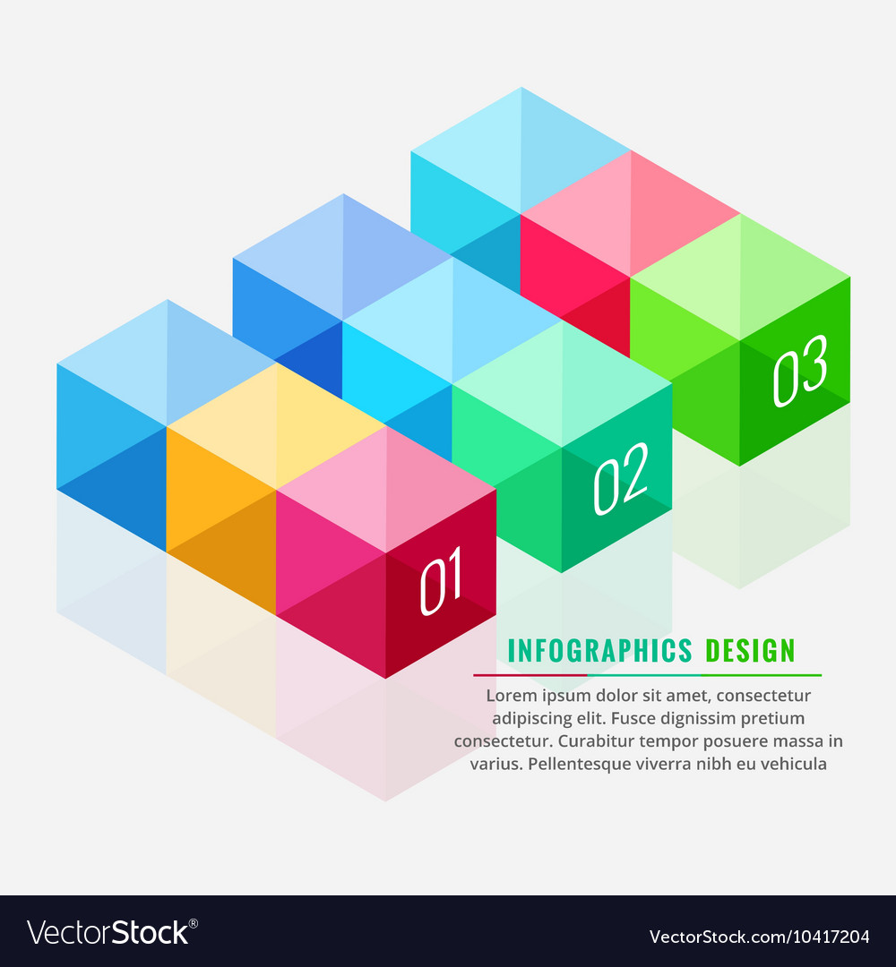 Colorful 3d boxes infograph Royalty Free Vector Image