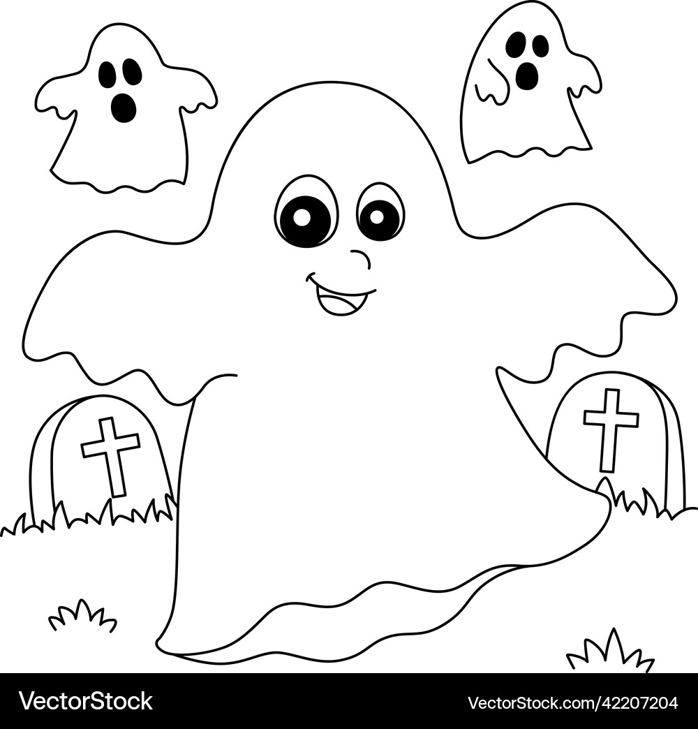 Ghost halloween coloring page for kids Royalty Free Vector