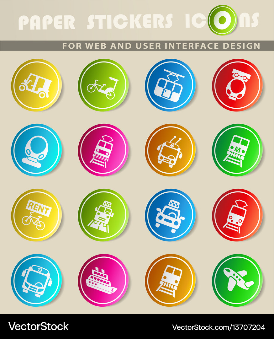 Public transport icon set Royalty Free Vector Image