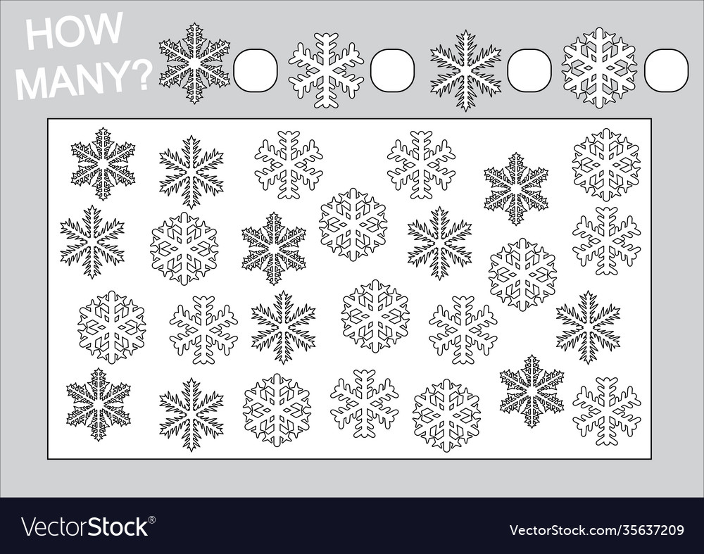 Education for kids count how many snowflake Vector Image