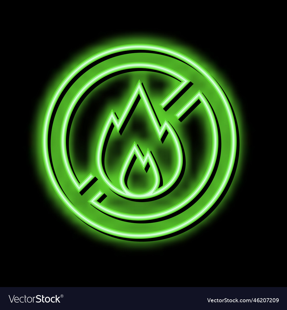 Fire Burning Prohibition Sign Neon Glow Icon Vector Image