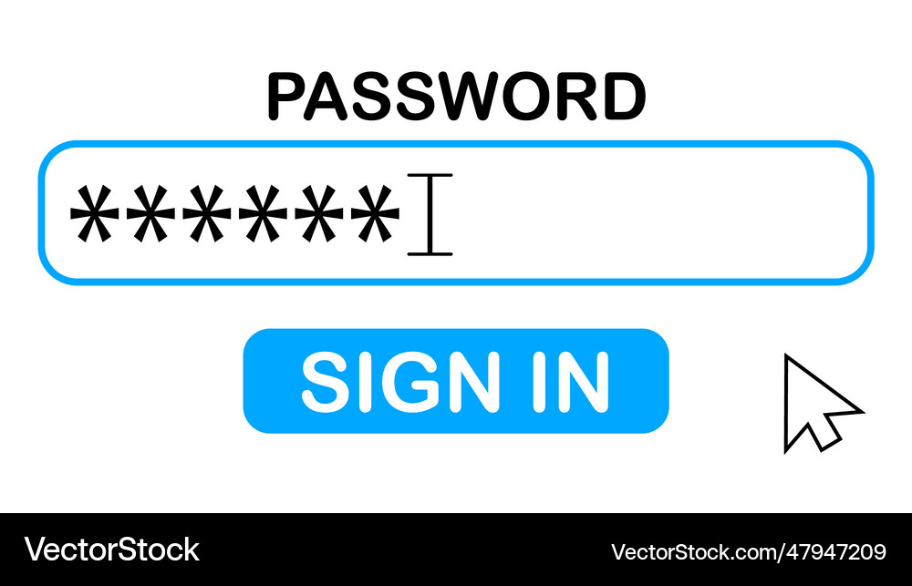 Password filling interface Royalty Free Vector Image