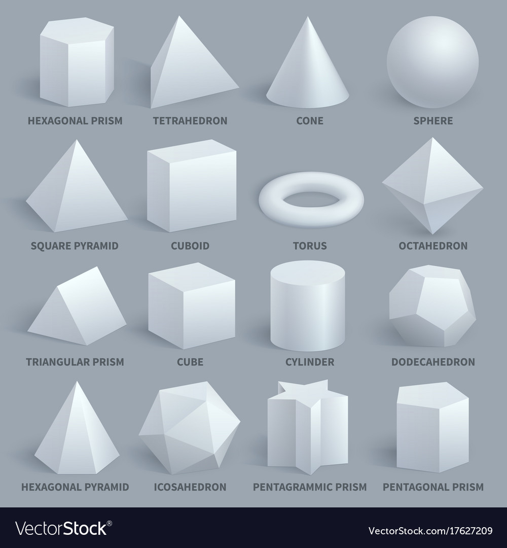 Realistic White Basic 3d Shapes Set Royalty Free Vector