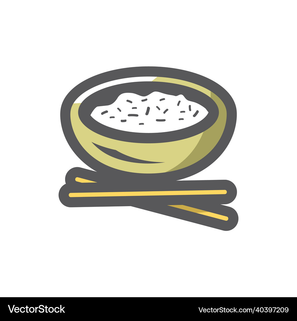 Rice bowl with sticks icon cartoon Royalty Free Vector Image