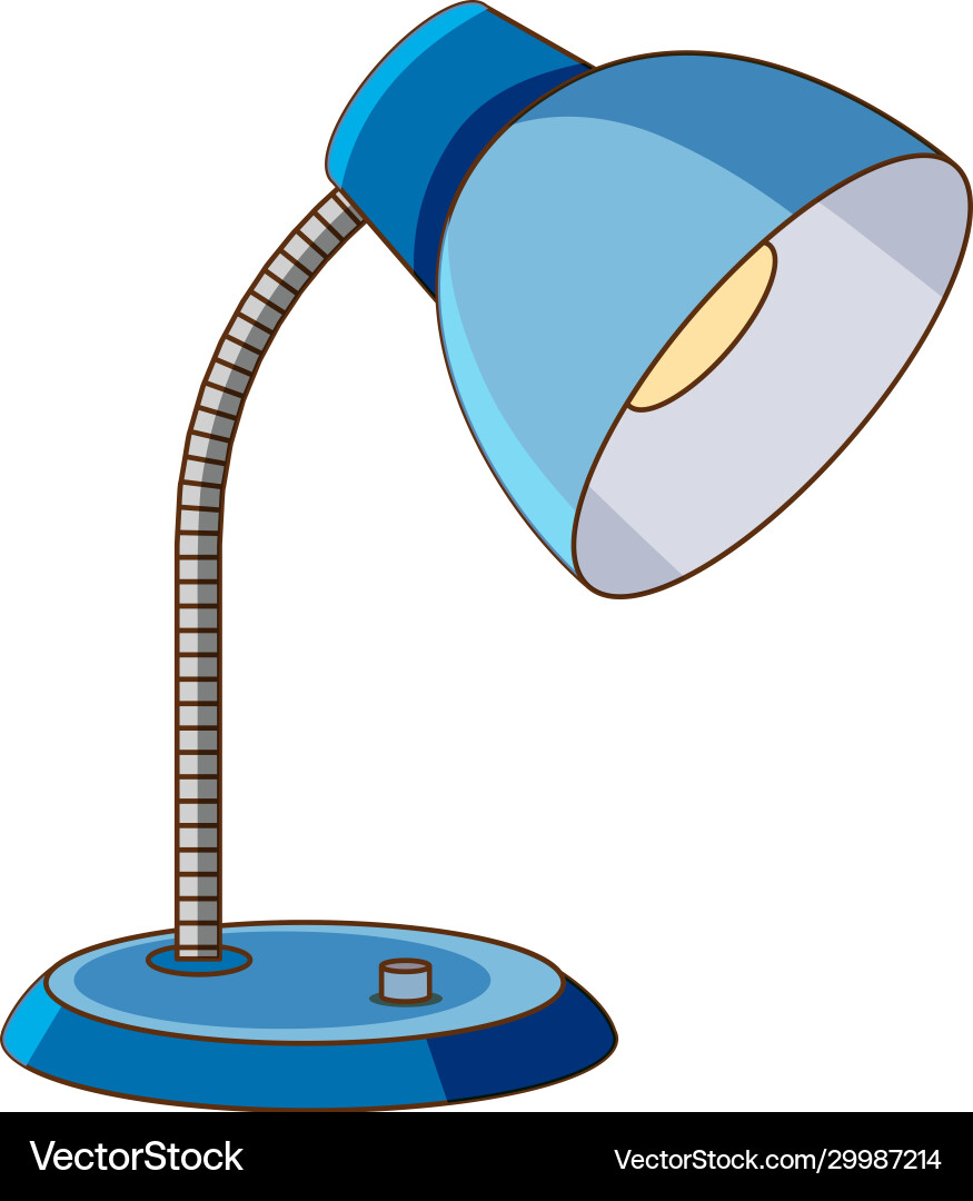 Blue lamp with yellow lightbulb on white Vector Image