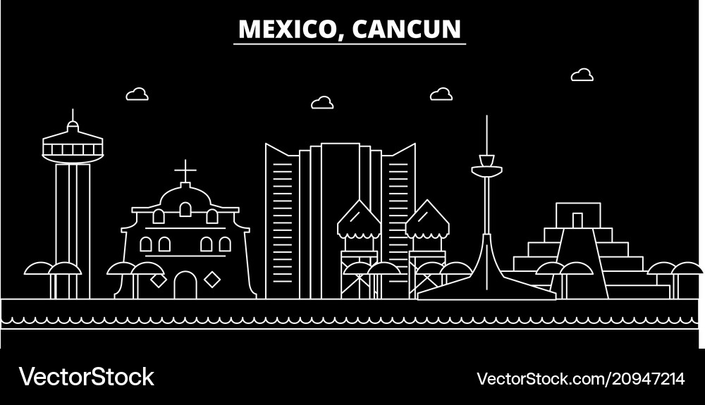 Cancun silhouette skyline mexico - cancun Vector Image