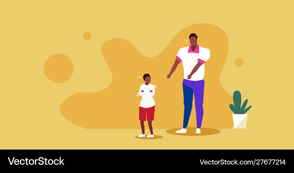 Sad father crying with little son parenthood Vector Image