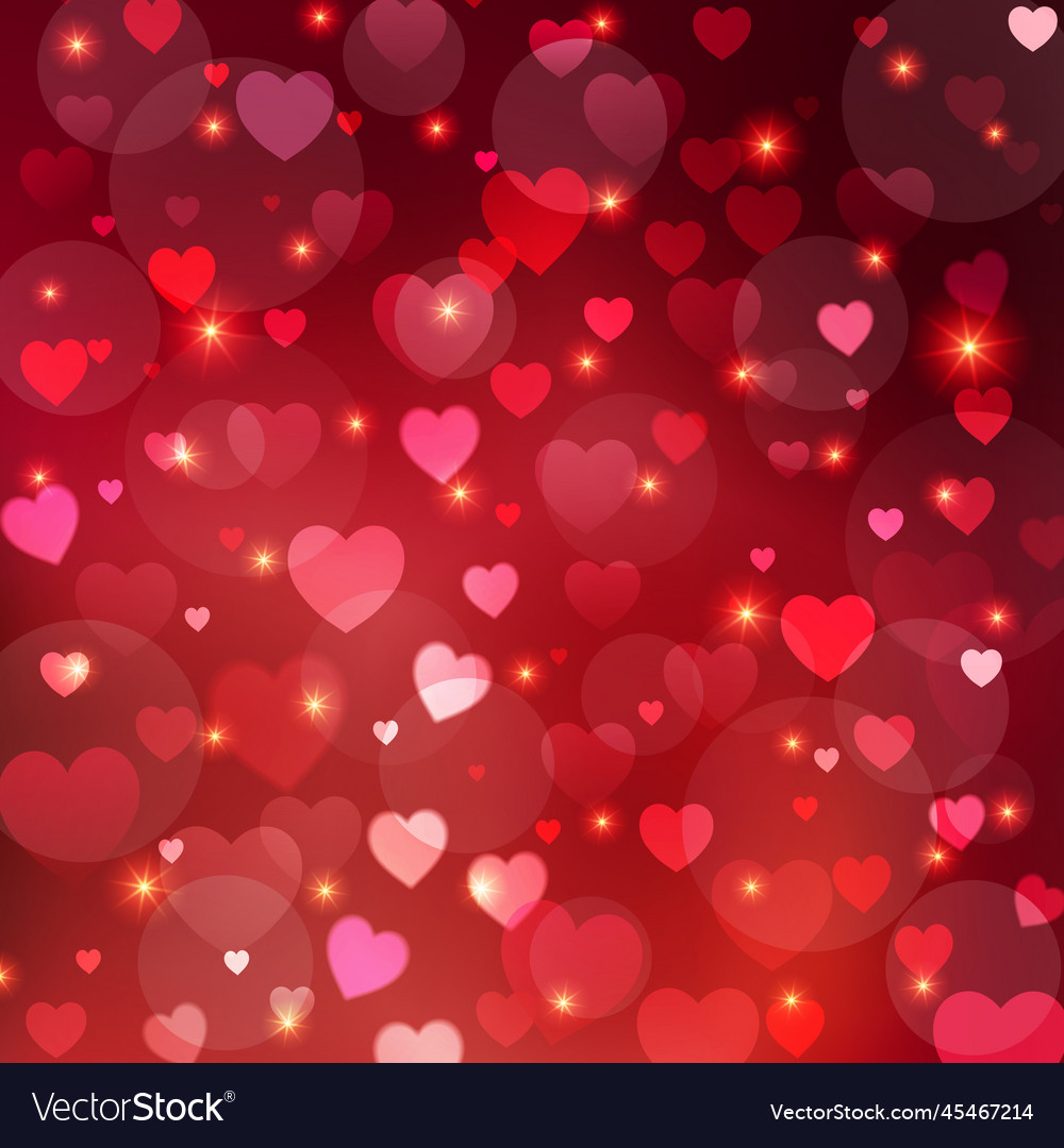 Valentines day background many red hearts Vector Image