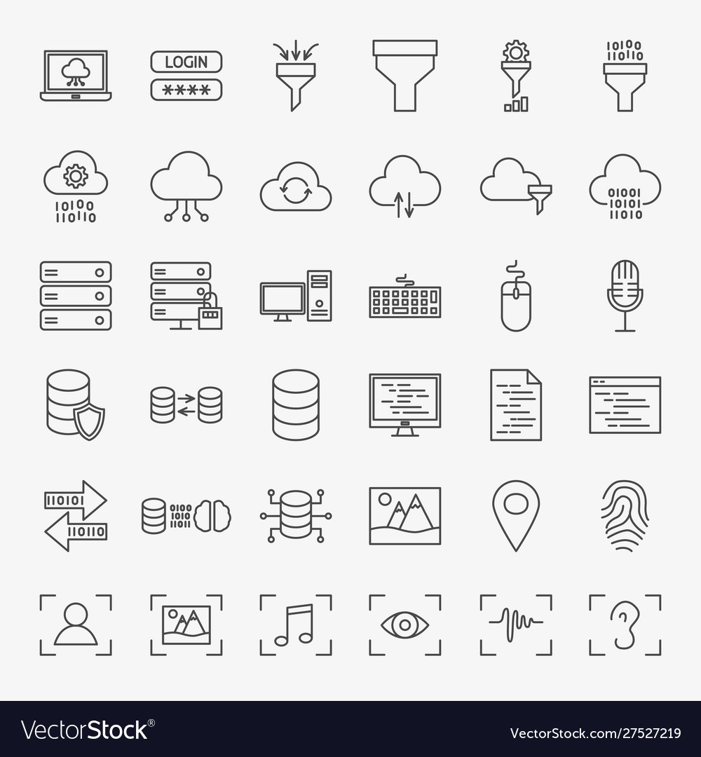 Data science line icons set Royalty Free Vector Image