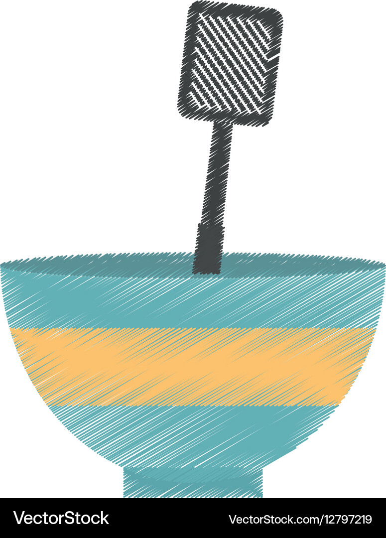 Drawing bowl spatula grill utensil kitchen Vector Image