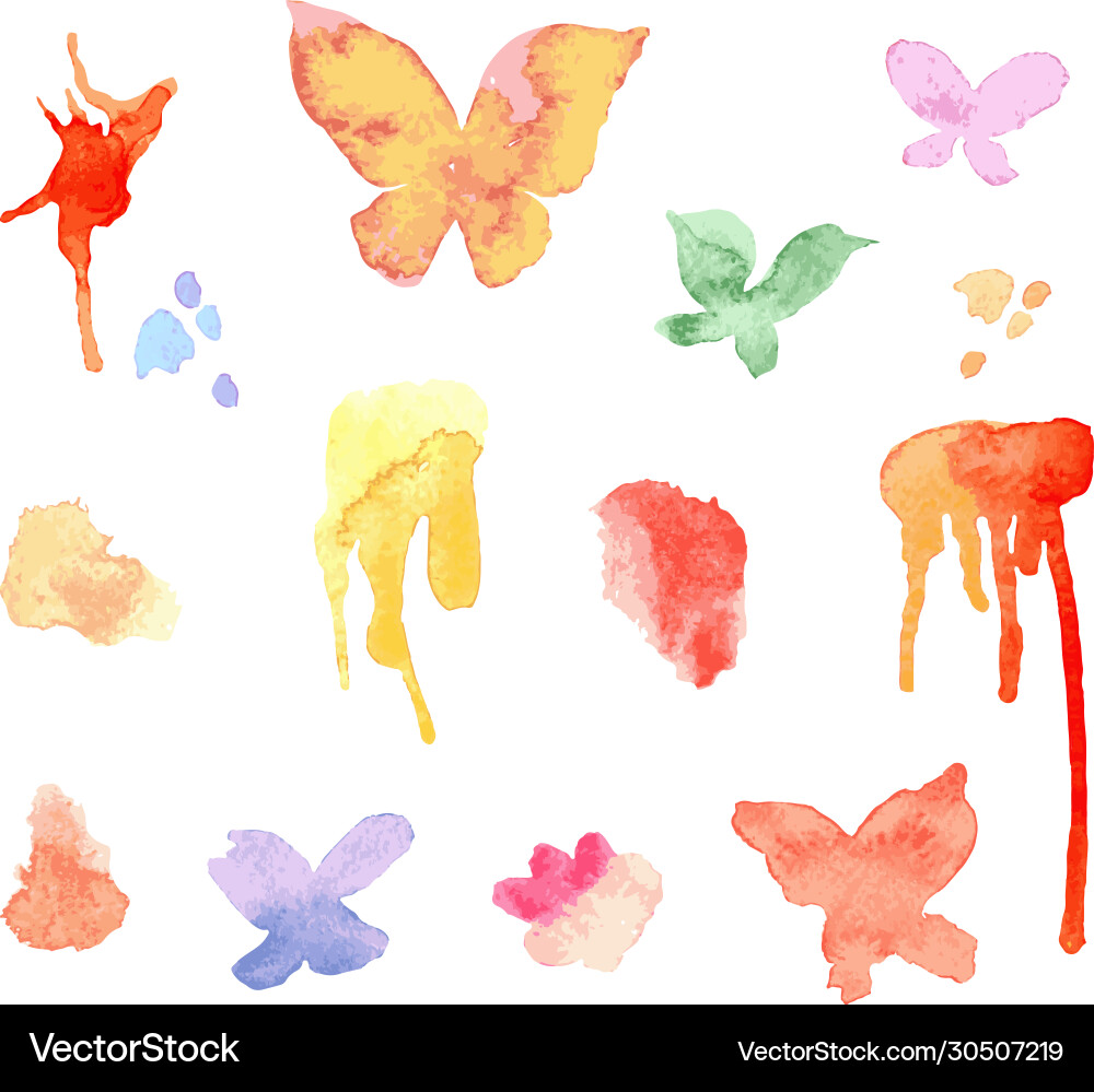 Watercolor blots and smudges Royalty Free Vector Image