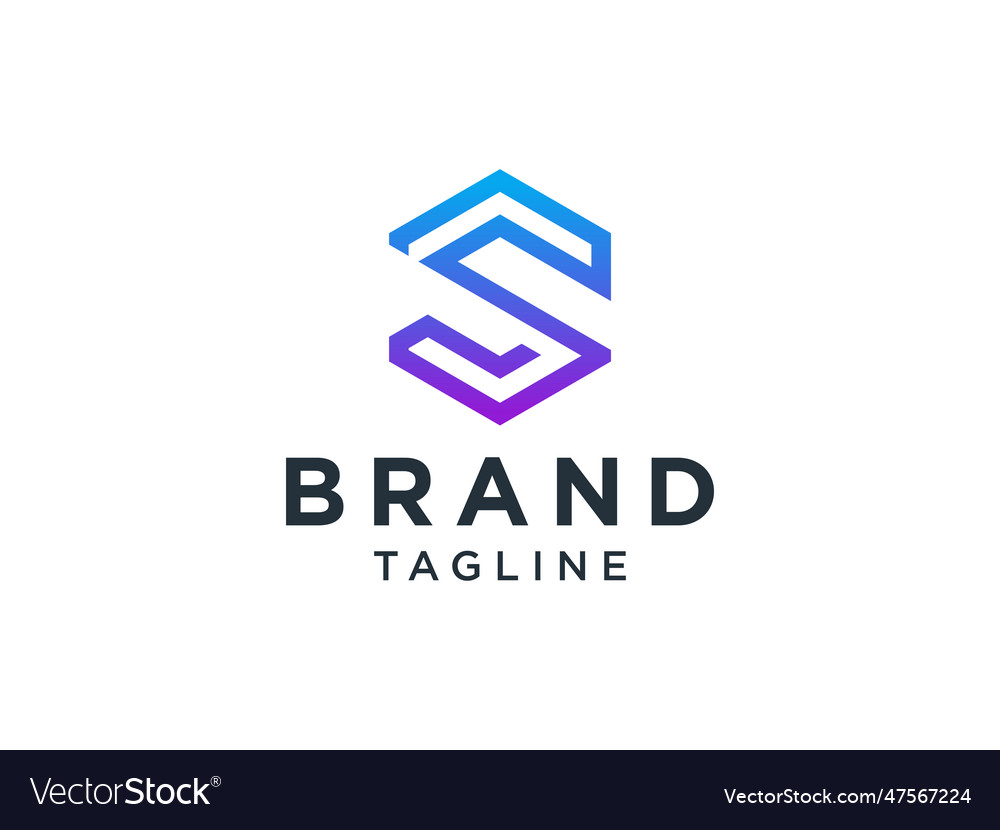 Abstract initial letter s logo blue shape line Vector Image