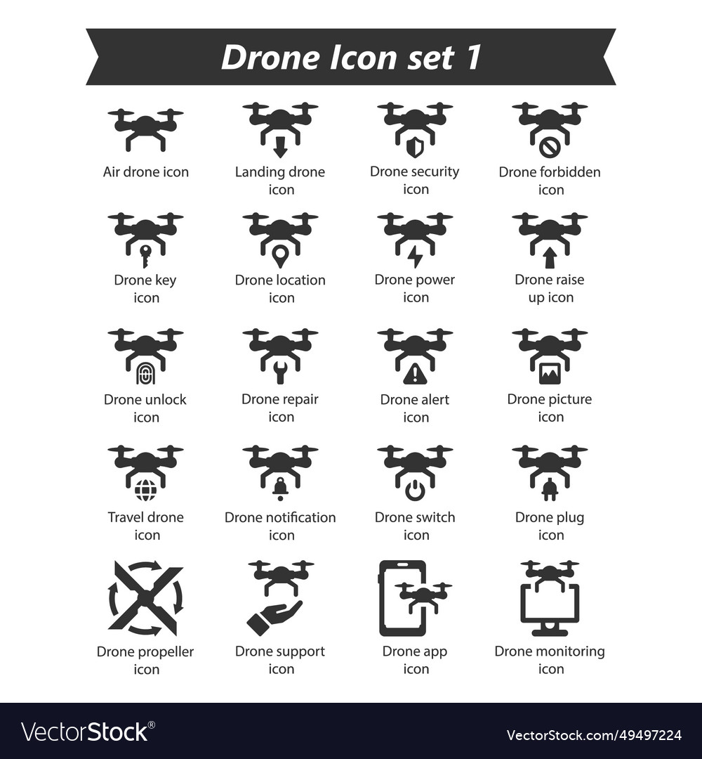 Drone Icon Set 1 Royalty Free Vector Image Vectorstock