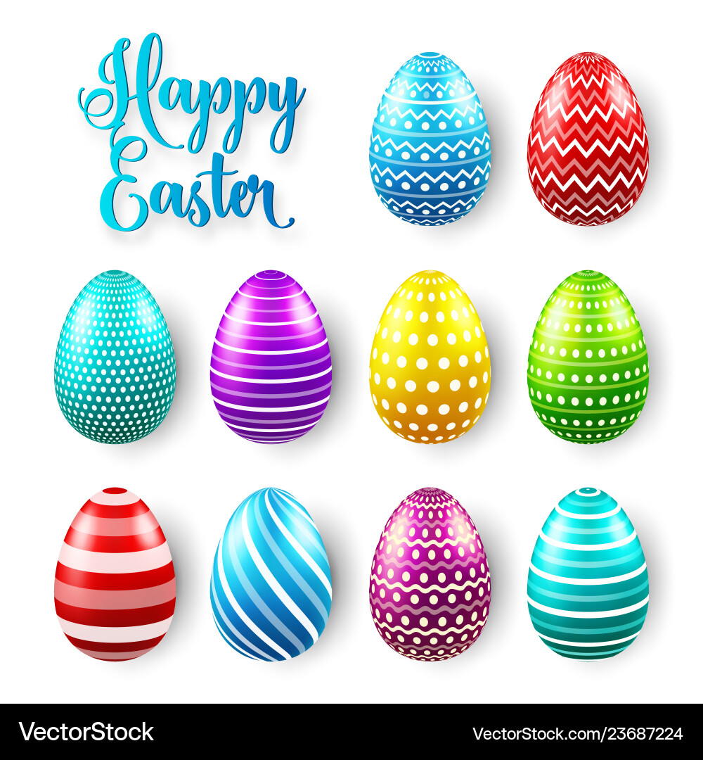 Easter eggs colored set spring holidays in april Vector Image