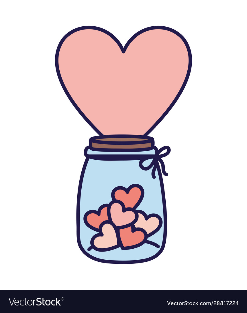 Happy valentines day jar glass heart love card Vector Image
