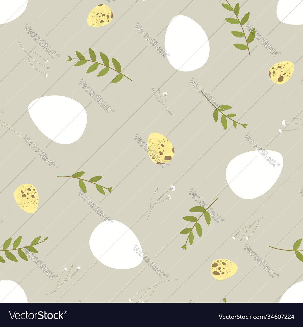 Seamless easter pattern with floral elements Vector Image
