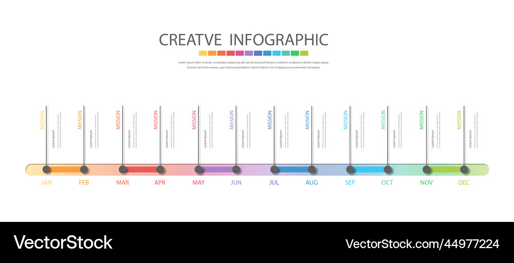Timeline for 1 year 12 months infographics all Vector Image