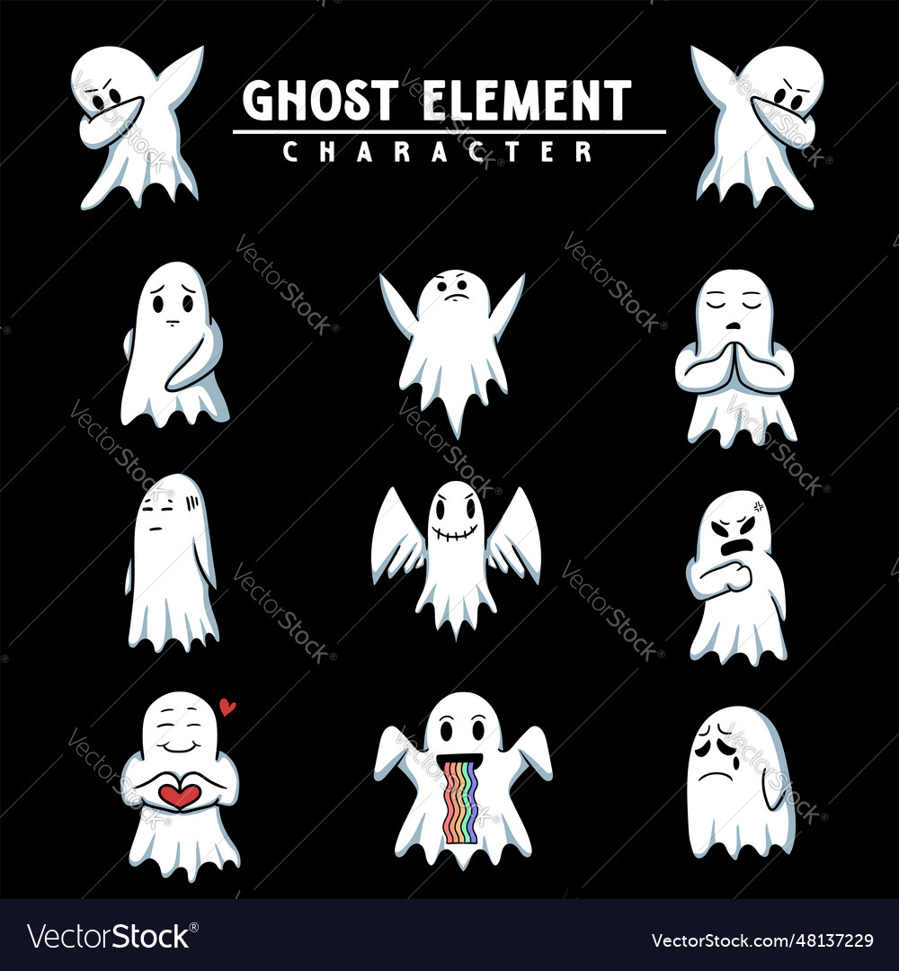 Ghost element expression set Royalty Free Vector Image