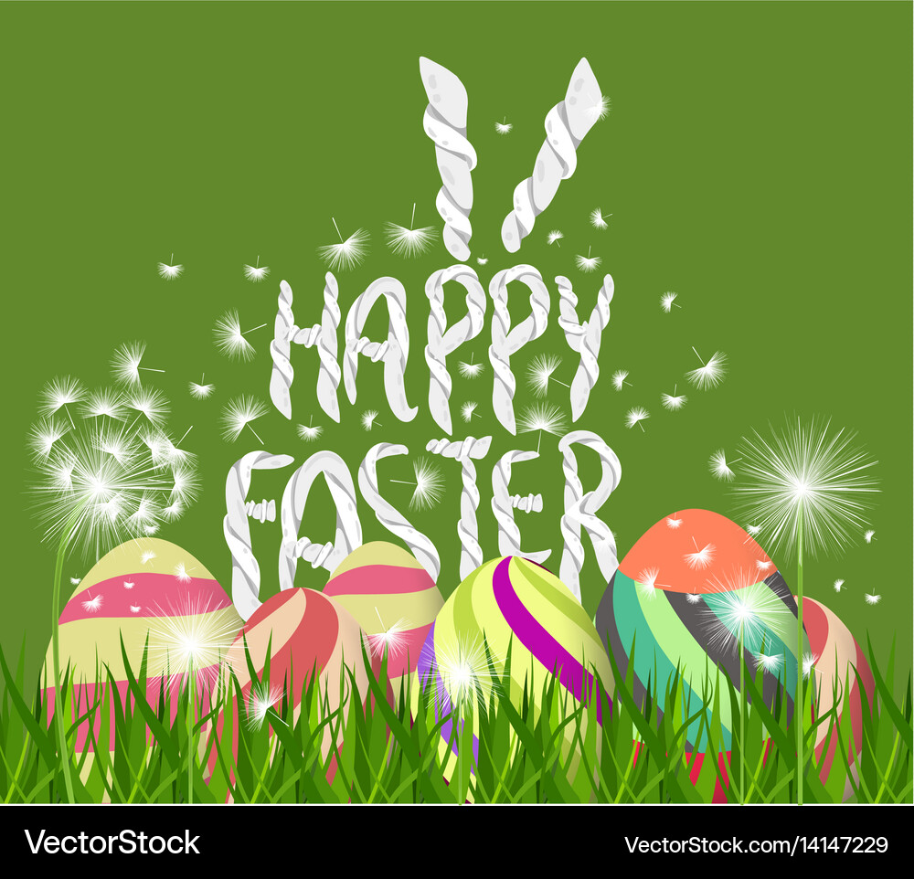 Happy easter eggs spring background with white Vector Image