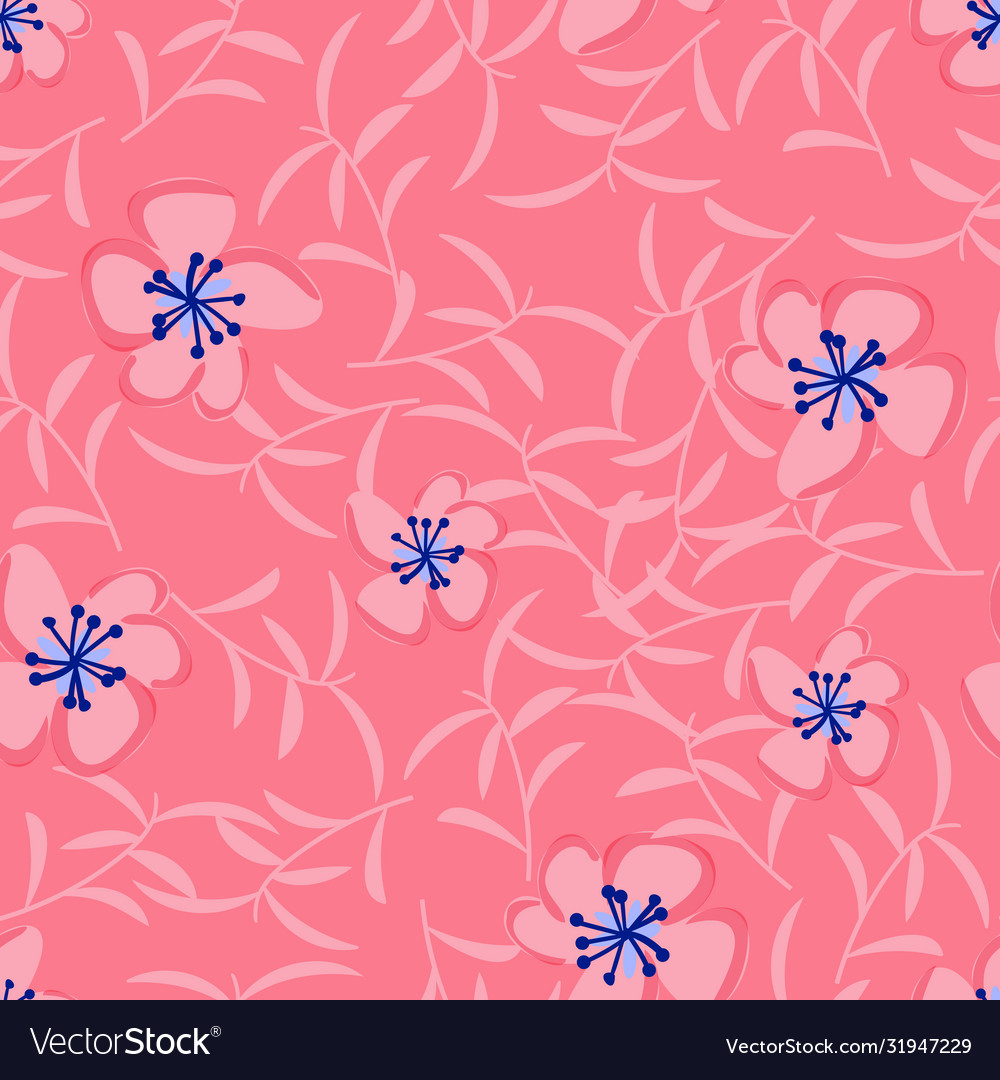 Seamless Floral Pattern With Hand Drawn Apple Vector Image