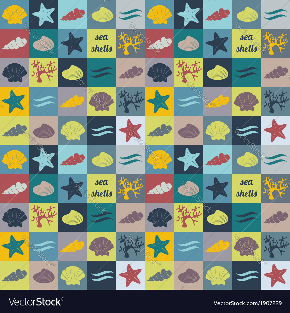 Seashell flat wallpaper Royalty Free Vector Image