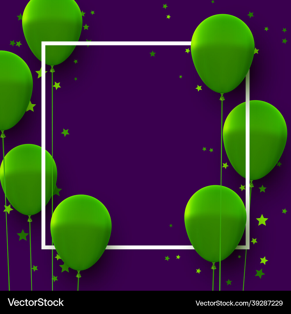 Square frame with bright green balloons Royalty Free Vector
