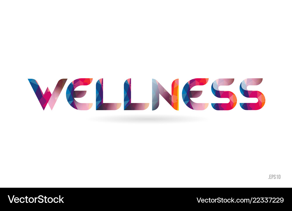 Wellness colored rainbow word text suitable for Vector Image