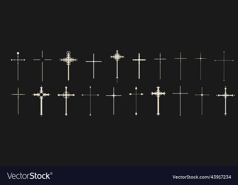 Christian crosses icons collection religion Vector Image Christian crosses icons collection religion Vector Image