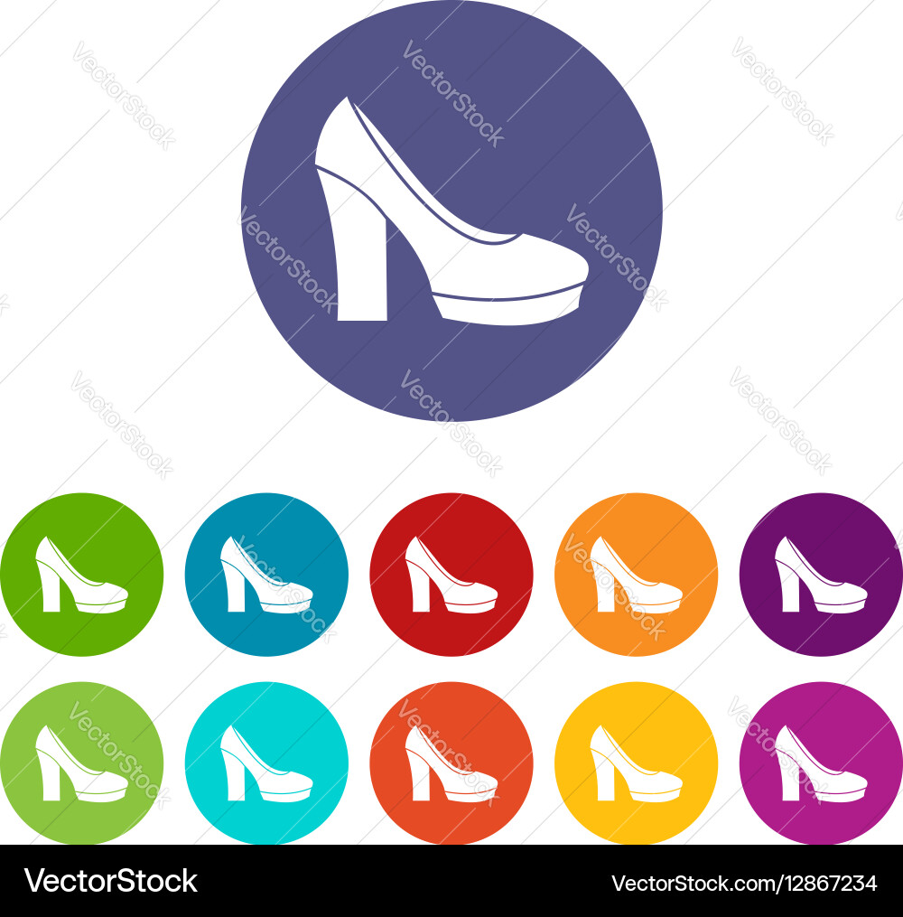 High heel shoes set icons Royalty Free Vector Image