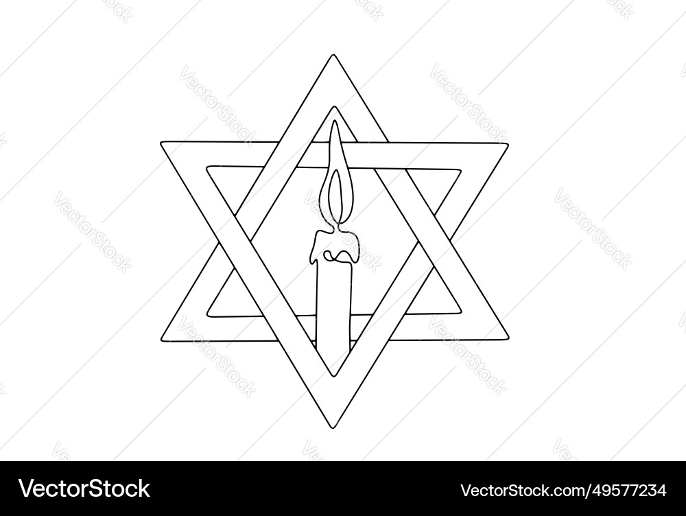 Holocaust candle of memory one line Royalty Free Vector