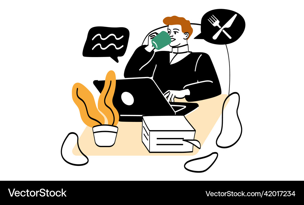 People eating at office Royalty Free Vector Image